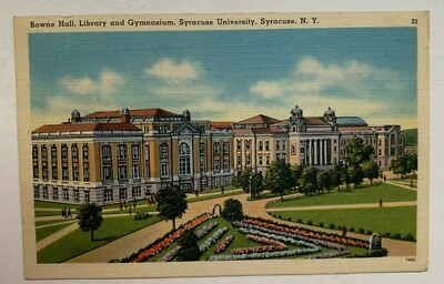 1948 NY Postcard Syracuse University Bowne Hall Library Gymnasium ...