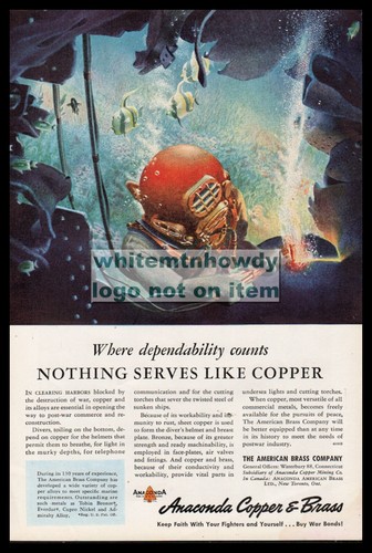 1945 WWII DEEP-SEA DIVER Clearing Harbors of Sunken Ships Anaconda ...