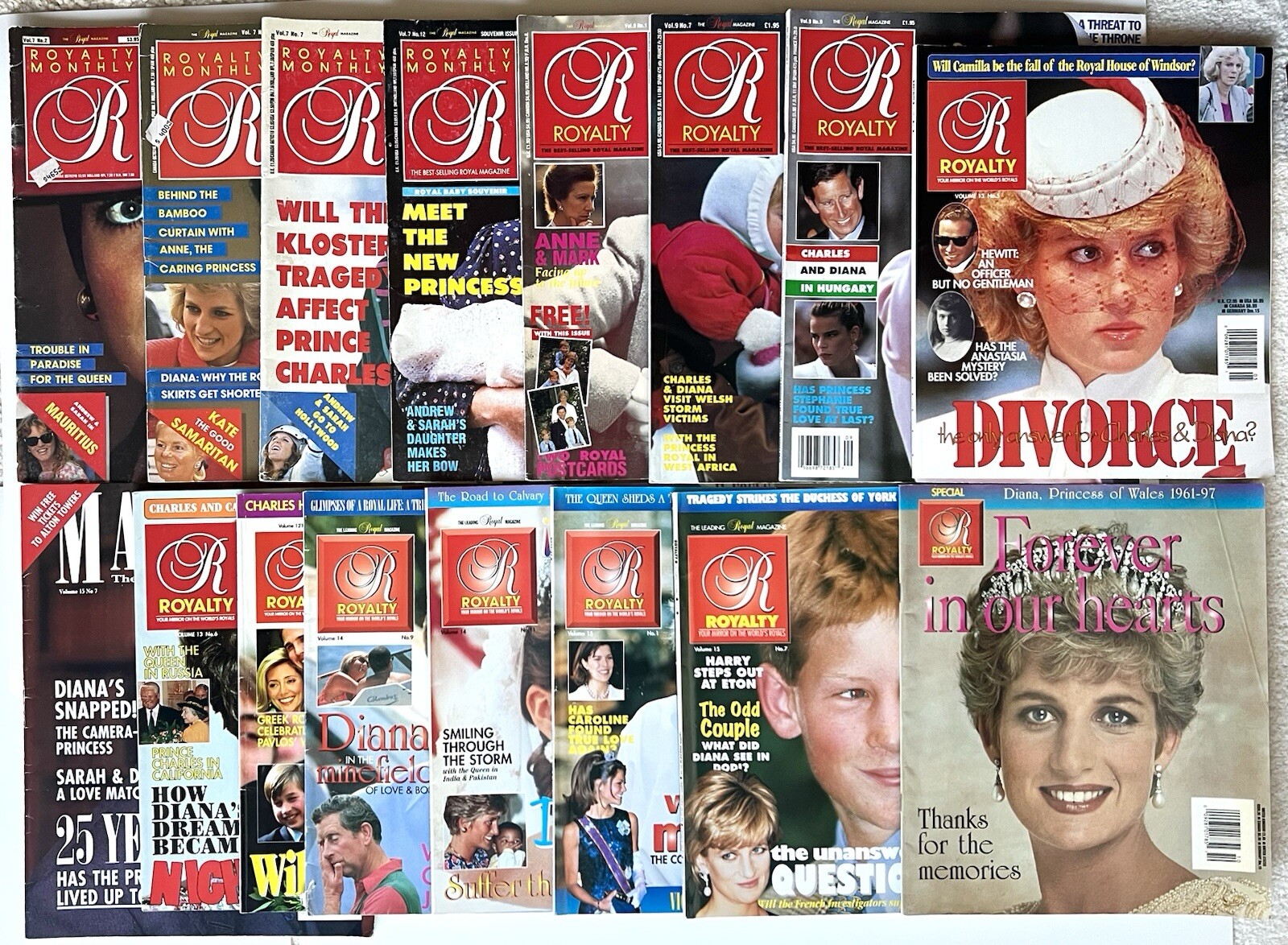 Lot of 10 Vintage 1990s ROYALTY MONTHLY MAGAZINES featuring Princess ...