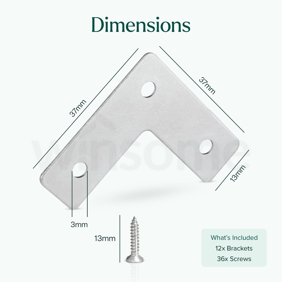L Shape Angle Corner Mending Plates Brackets Galvanised Steel Plate Set ...