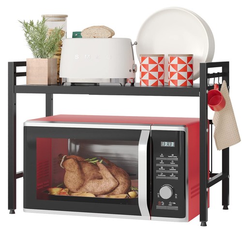 Expandable Microwave Shelf2 Tier Microwave Stand with 8 HooksMicrowave Shelf ... | eBay
