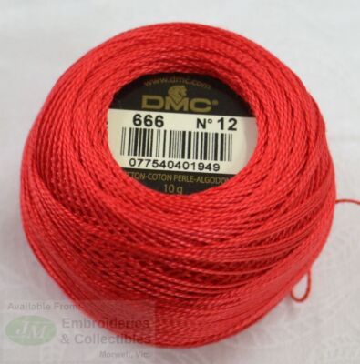 DMC Perle (Pearl) 12 Cotton 10g Ball 120m Colour 666 BRIGHT RED | eBay UK
