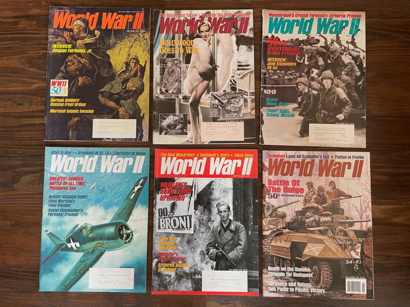 World War 2 Magazine 1994; Six Issues (Vol 8, # 5 & 6 and Vol 9, #1-4 ...