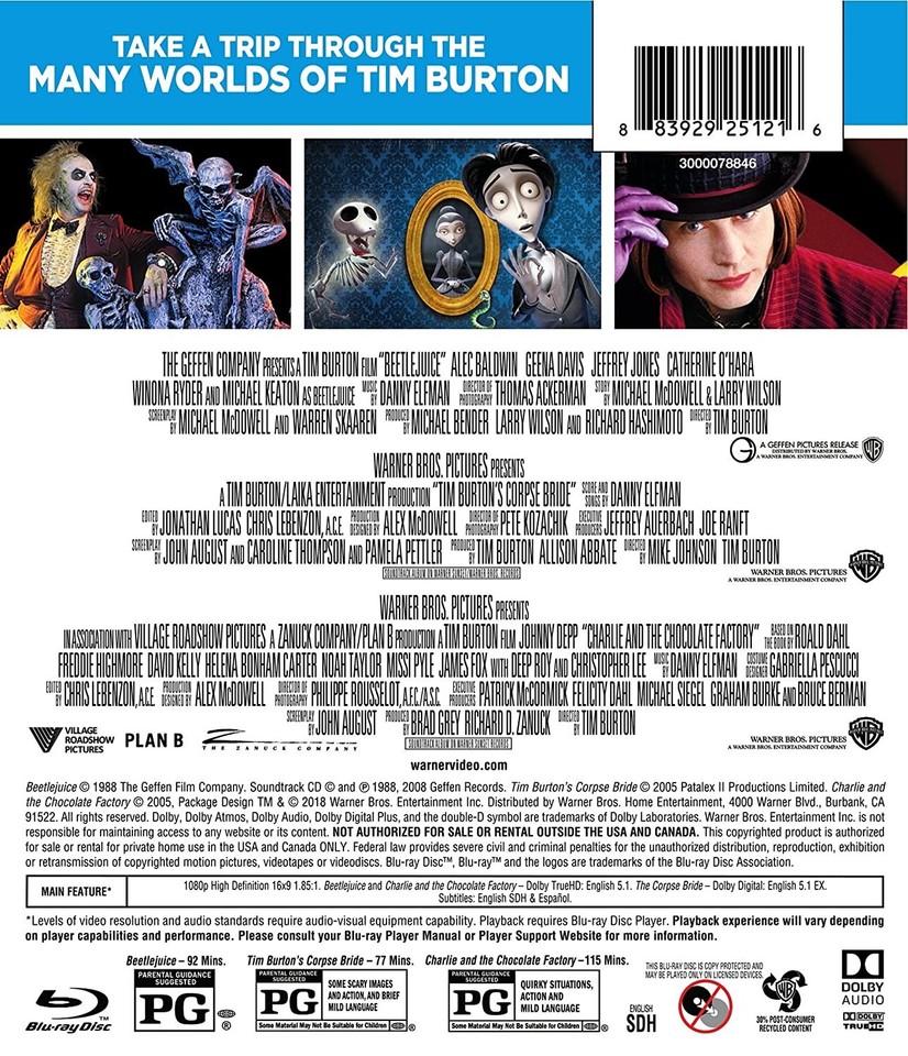 Beetlejuice / Charlie and the Chocolate Factory / Tim Burton's Corpse ...