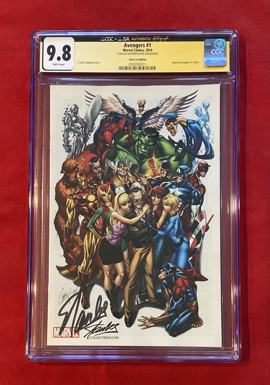 Avengers #1 2014 Color Variant J Scott Campbell Signed By Stan Lee CGC ...