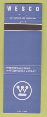 Matchbook Cover - Westinghouse Sales Wesco Canada | eBay