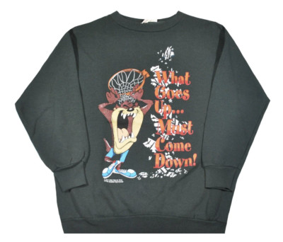 Vintage Looney Tunes 1994 Taz Dunk Basketball Green 90s Sweatshirt Size ...