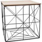 Retro Metal Wire Side Table Black or White Wooden Top Square End Coffee ...