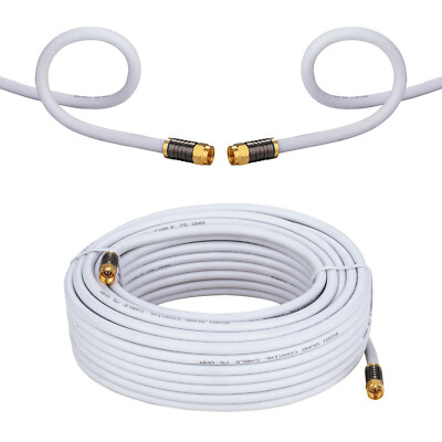 RG6 Quad Shield Coaxial Cable Extension 3ft-100ft TV Antenna Satellite ...