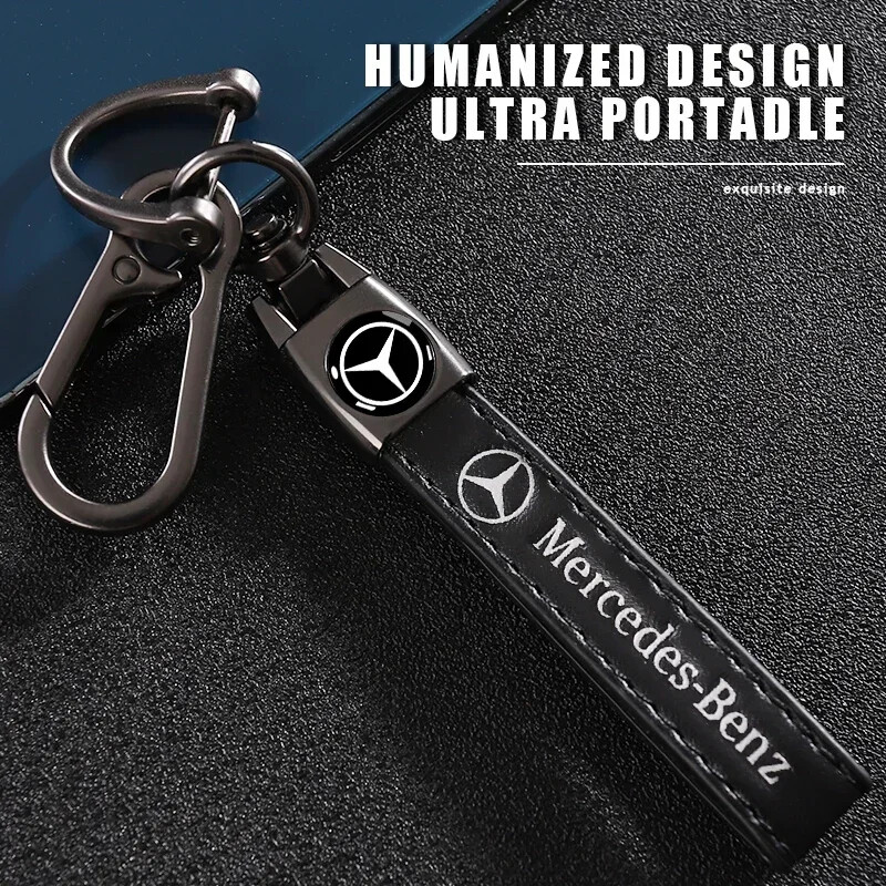Car Metal key chain Car Key chain Leather badge Key ring for Mercedes ...
