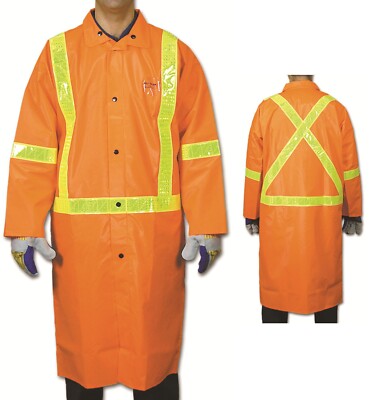 3XL Traffic LONG Rain Coat TV7005HV/3XL Safety Orange & Yellow ...