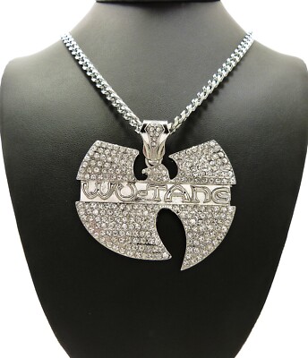 Large Icy WU TANG Pendant 18" ~ 30" Stainless Steel Cuban Chain Hip Hop ...