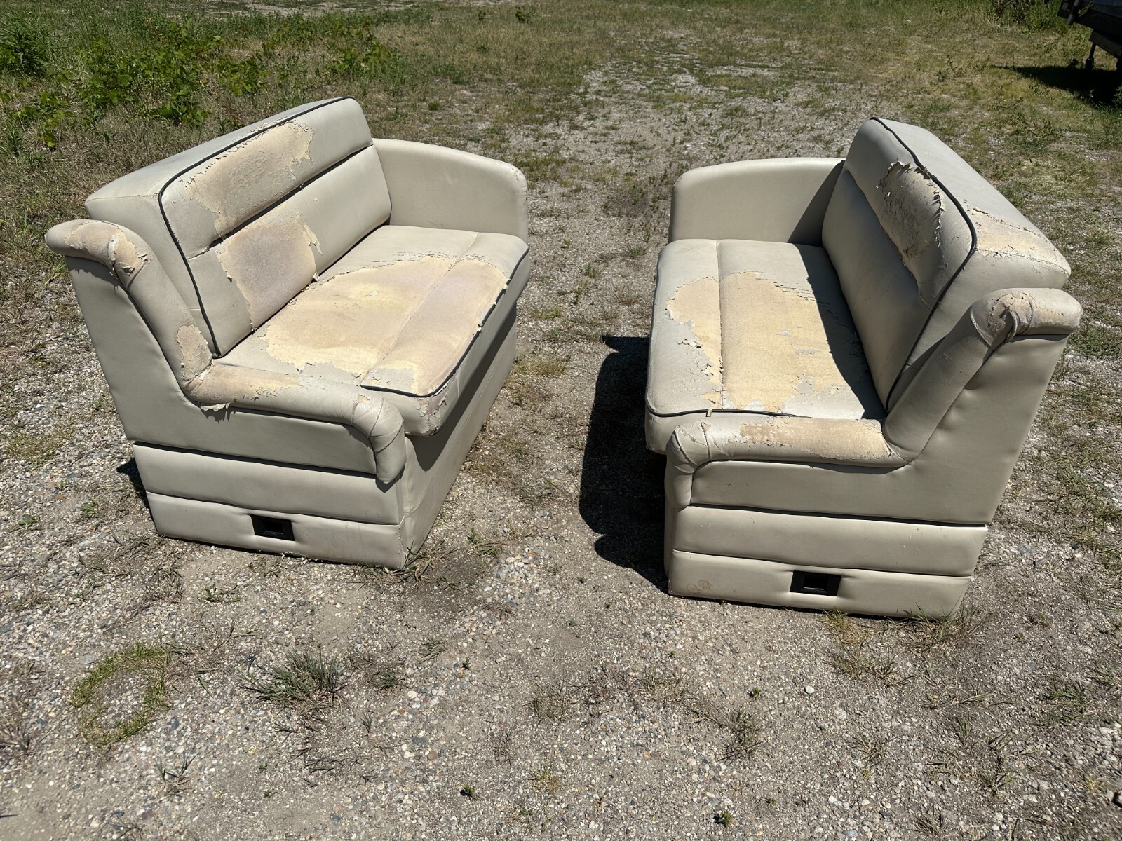 Flexsteel RV Ultraleather Cream Euro Dinette Booth bed Boat Motorhome ...