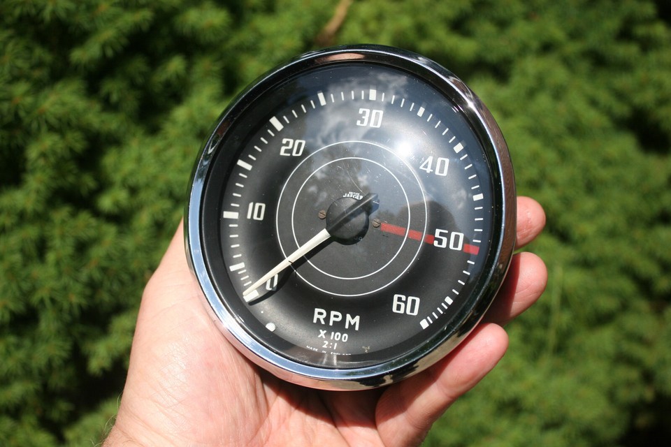 Triumph TR2 TR3 Jaeger Vintage 6K 6000 RPM Tachometer Curved Glass - RN ...