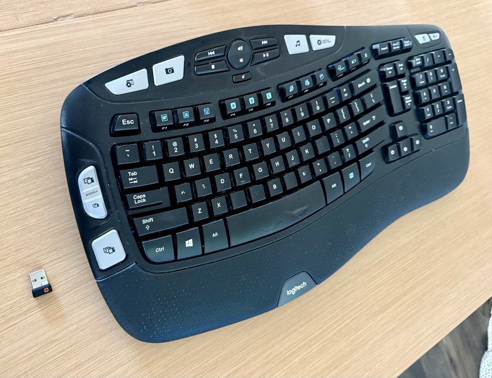 Logitech Wireless Keyboards K350 Wave with Unifying Receiver Dongle | eBay