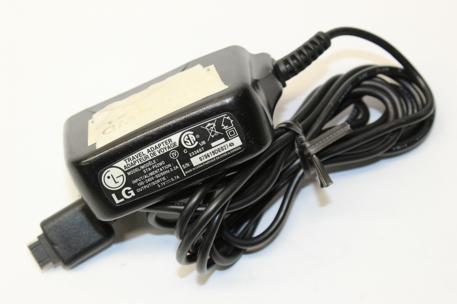 LG STA-P52WD Travel Adapter Output 5.1V 0.7A Cellphone Charger Power ...