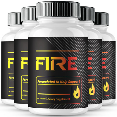 (5 Pack) Fire Supplement Male Capsules, Advanced Formula for Stamina ...