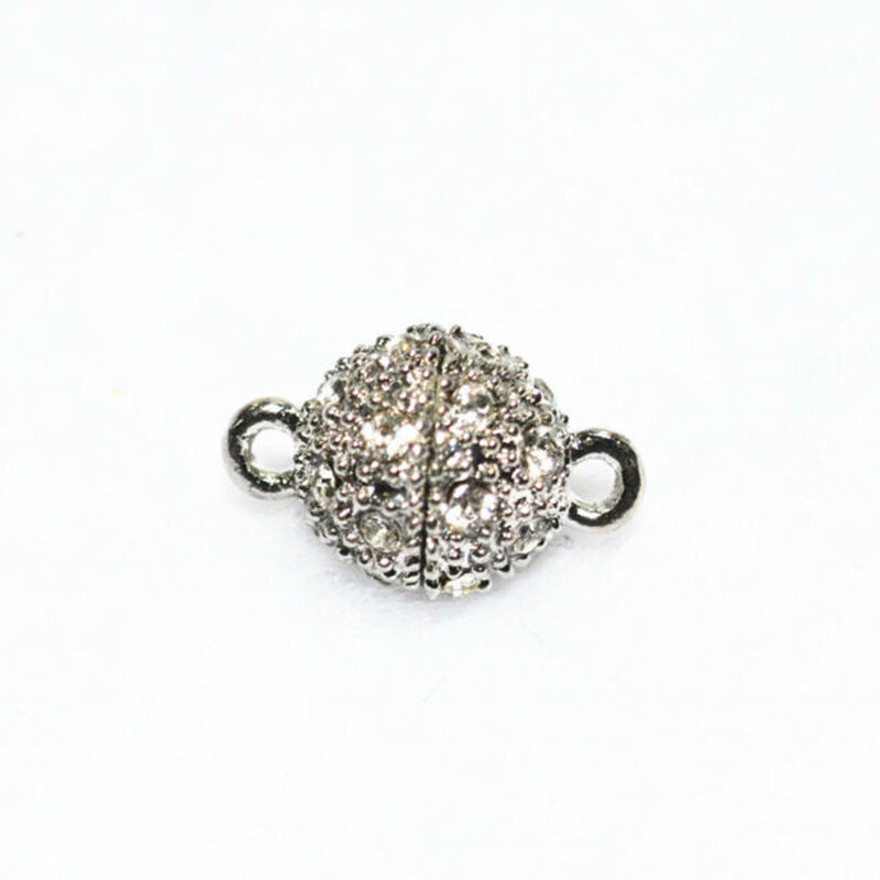 8/10/12mm 10Pcs zinc alloy plated silver crystal magnetic clasps ...