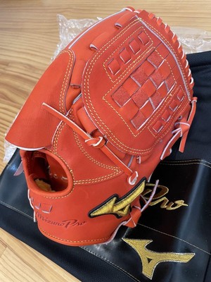 MIZUNO Pro Hardball Pitcher Glove Right-handed Size 12 Orange w/storage ...