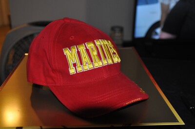 U.S. Marines Red With Gold Baseball Cap Hat Military Adjustable by ...