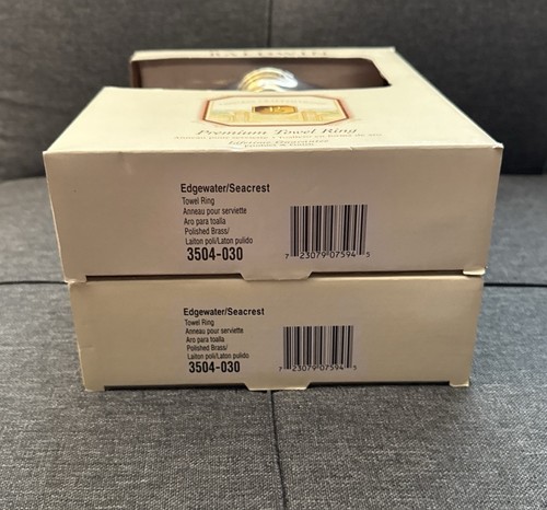 2 Baldwin Premium Bathroom Towel Ring Polished Brass Edgewater Seacrest ...