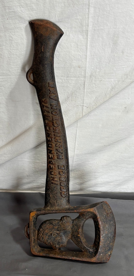 Vtg 7lb cast iron 17" GEORGE WASHINGTON AXE Independence 1776 wall ...