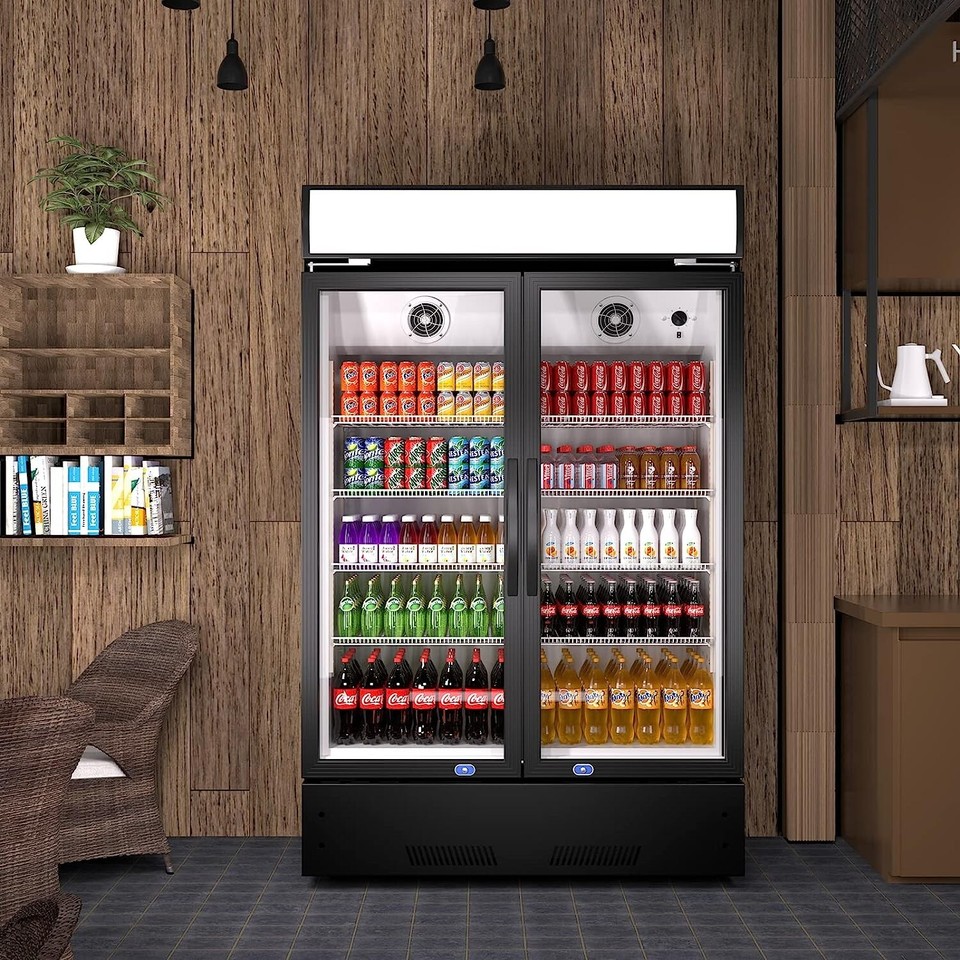Commercial 2 Glass Door Merchandiser Refrigerator Cooler Fridge ...