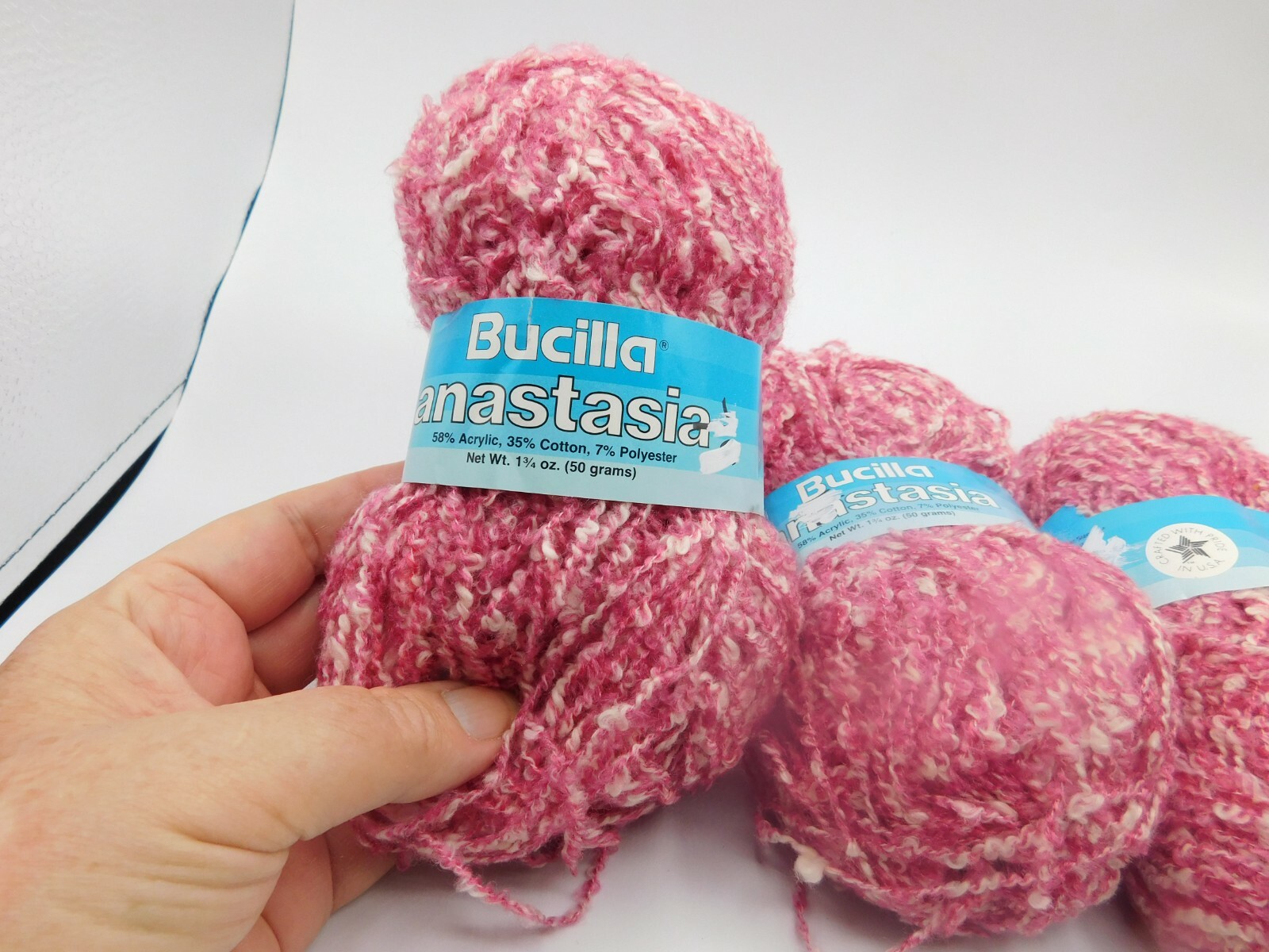 3 SKEINS BUCILLA ANASTASIA YARN, COLOR 3 PINK/WHITE | eBay