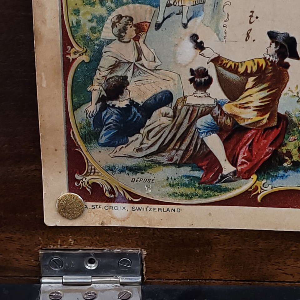 Antique c.1870 B. H. Abrahams Swiss Cylinder 8 Air 24 Note Wood Music ...