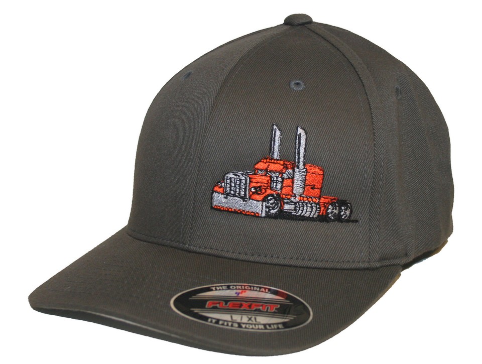 TRUCKER HAT FLEXFIT FITTED CAP RIG TRACTOR PETERBILT KENWORTH MACK ...
