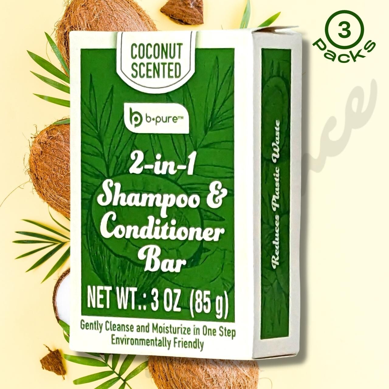 3 - b-pure 2 In 1 Shampoo & Conditioner Bar Coconut Scented 3oz | eBay