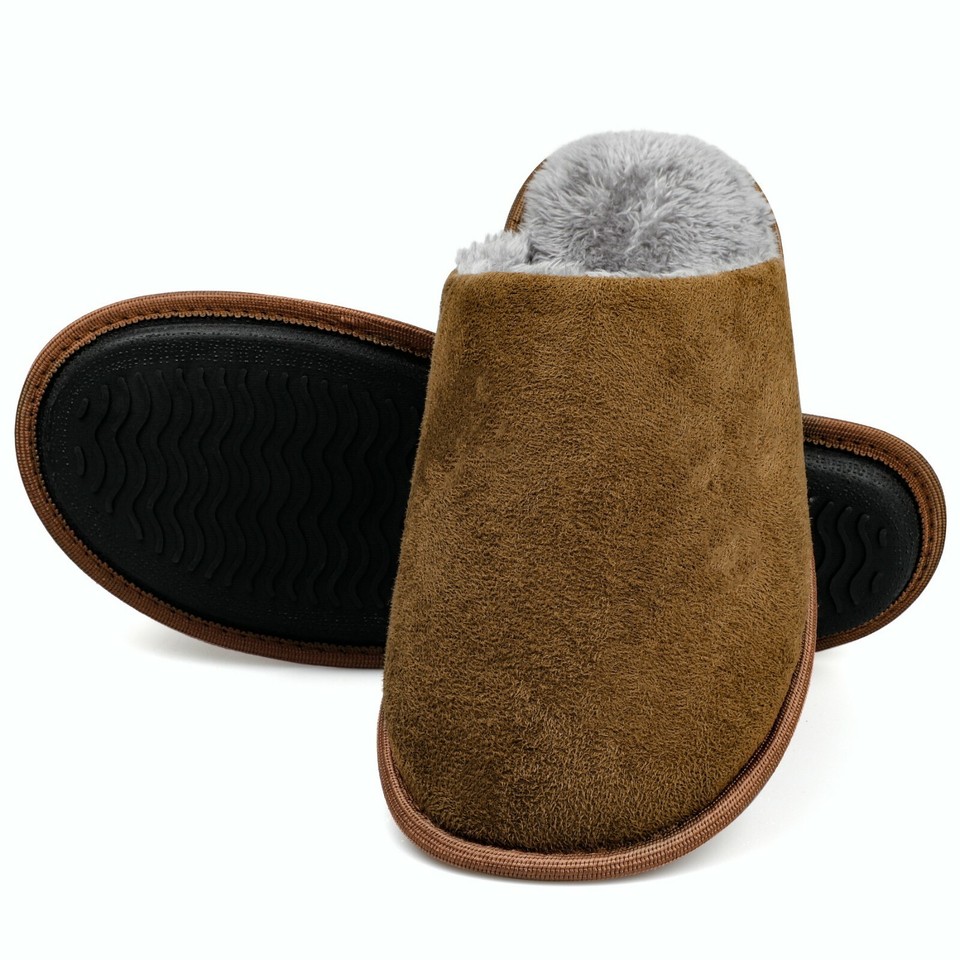 Mens Womens Fuzzy Bedroom Slippers Warm Memory Foam Furry Slip on House ...