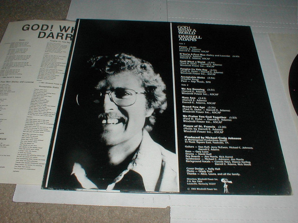 Darrell Adams GOD What A World LP 1981 Private SSW Xian Christian CCM ...