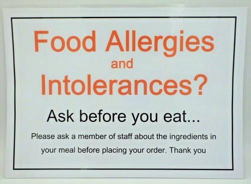 2023 Food Allergies & Intolerance Sign Laminated Safer Food Better ...