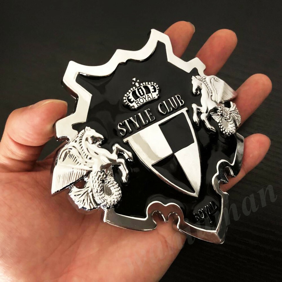 Metal Chrome Royal Style Club VIP Shield Car Auto Front Grille Emblem ...