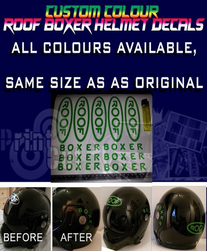 Roof Boxer Helmet Stickers/Decals Available In all Colours | eBay