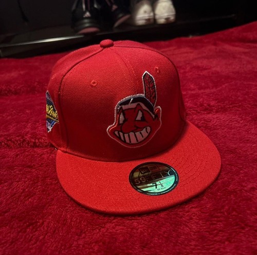 Red Cleveland Indians Chief Wahoo 1995 World Series Gray UV New Era Sz ...