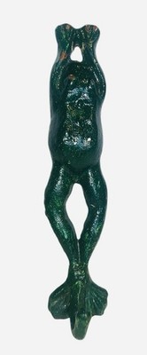 Cast Iron Jumping Leaping Green Frog Wall Mount Hook 7 1/2” Key Or ...