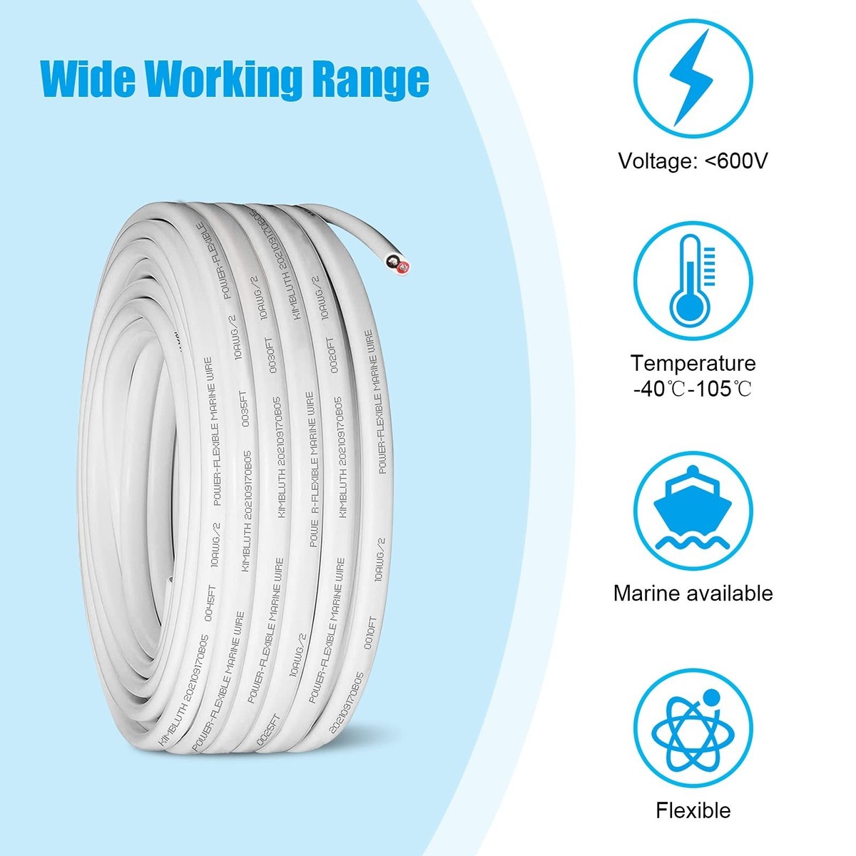 Marine Duplex Boat Wire Kimbluth 10 Gauge Duplex Marine Wire Tinned ...