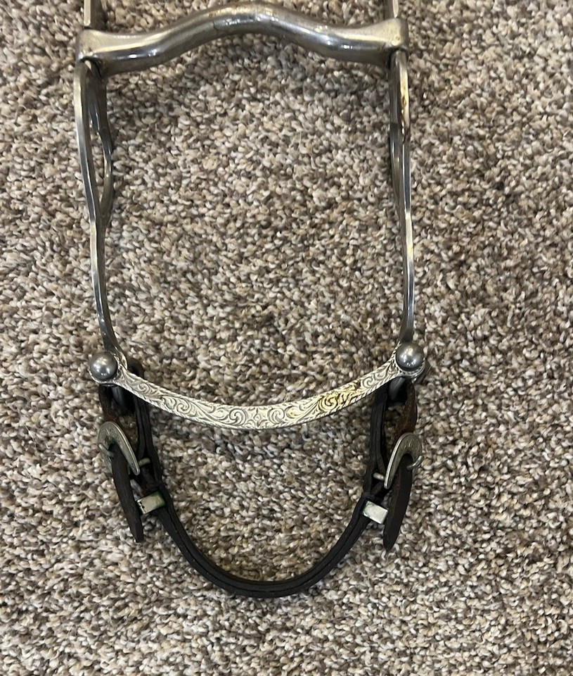 Western Silver Heart Cheek Show Bit 5" Mouth Low Port 1” Used Free Ship ...