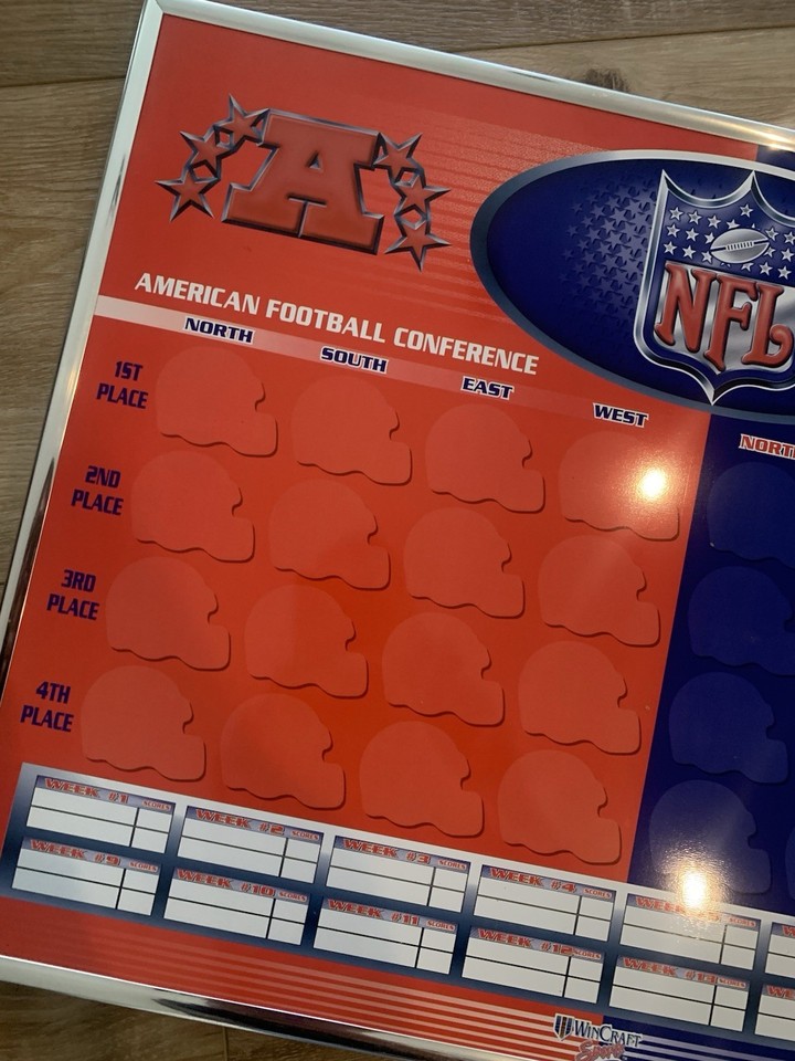 Vintage NFL Magnetic Standings Board w/ 32 Team Magnet Helmets w ...