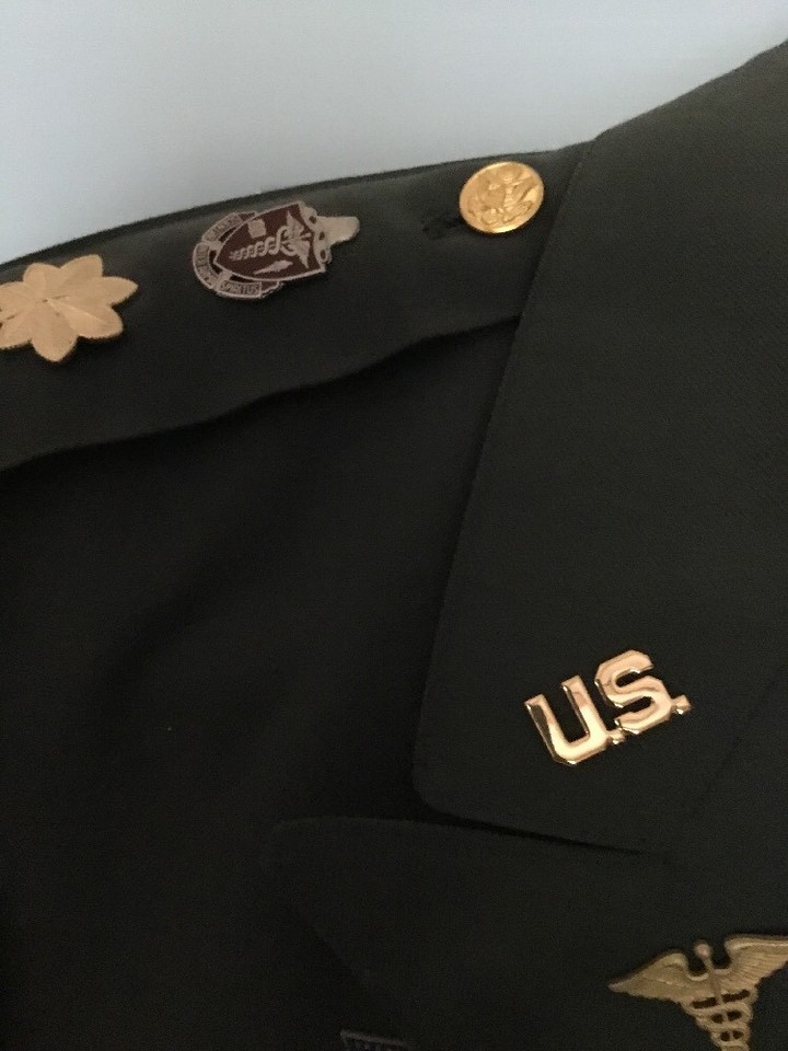 Marlow White Military Army Dress Green Coat Sz 41L Medic With Pins And ...