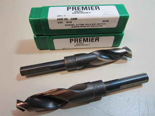 (2) Premier 44043 SUPERTANIUM II 1/2" Reduced Shank Twist Drill Size 13 ...