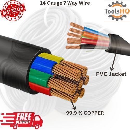 14 Gauge 7 Way Automotive Trailer Stranded Insulated Copper Cable Wire ...