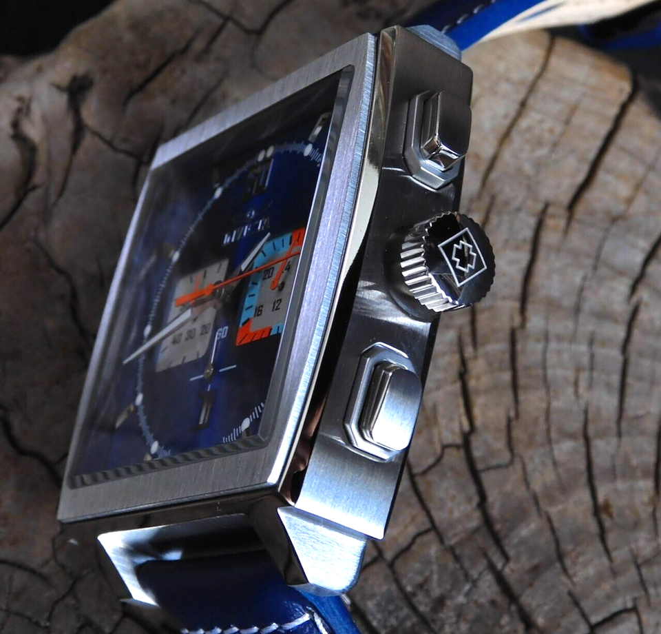 Invicta S1 Rally Cuadro Men's 45mm Dark Blue GMT Leather Chrono Watch ...