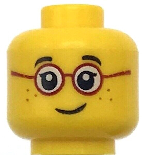 Lego New Yellow Minifigure Head Glasses with Red Round Frames Black ...