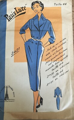 5421 PATRON PARIS LUXE VINTAGE FRENCH PATTERN ROBE MI-SAISON CROISEE G ...