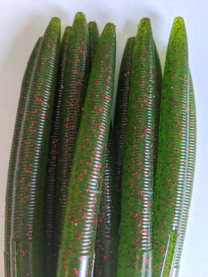 100 pk 5" Senko-Style Worms-SPINACH-Soft Plastic Bait-HEAVY SCENT ...