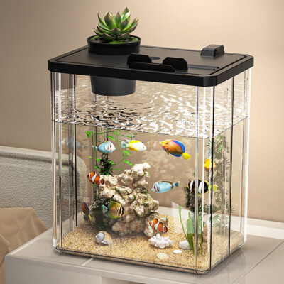 Fish Tank Aquarium Mini Desktop Rectangular Fish Tank W/ Pump & Light ...