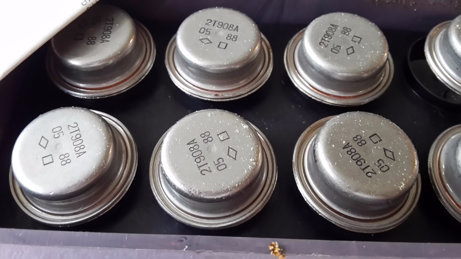 2x 2T908A KT908A Russian Si NPN mesa-Planar Power Trs 100V 10A 50W gold ...